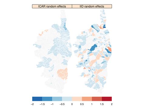 Posterior Mean Estimates Of Spatial Random Effects For Model 5 Left