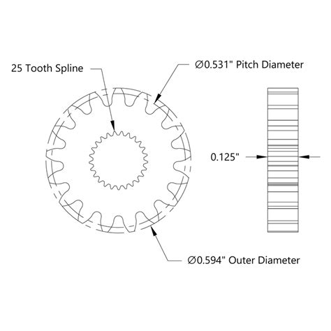 32p 17 Tooth 25t 3f Spline Servo Mount Gear Acetyl Servocity