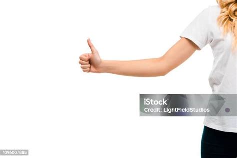 자른 보여주는 엄지손가락에 고립 된 화이트 최대 젊은 여자의 총 금발 머리에 대한 스톡 사진 및 기타 이미지 금발 머리