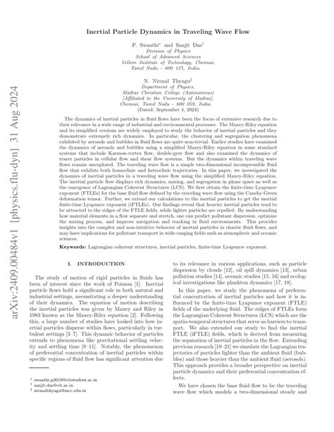 Pdf Inertial Particle Dynamics In Traveling Wave Flow