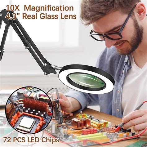 10x Magnifying Glass With Light 72 Leds 3 Color Modes Dimmable