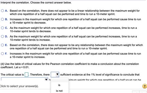 Solved Interpret The Correlation Choose The Correct Answer Chegg
