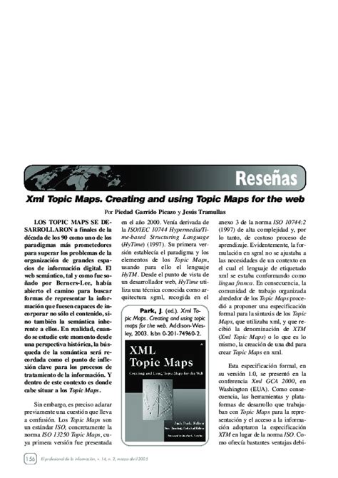 Pdf Reseñas Xml Topic Maps Creating And Using Topic Maps For The Web