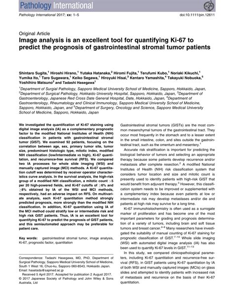 Pdf Image Analysis Is An Excellent Tool For Quantifying Ki 67 To