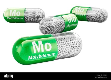 Molybdenum Capsules Mo Dietary Supplement 3d Rendering Isolated On