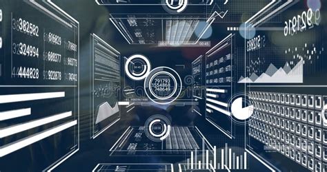 processing digital data person viewing graphs and charts in animation
