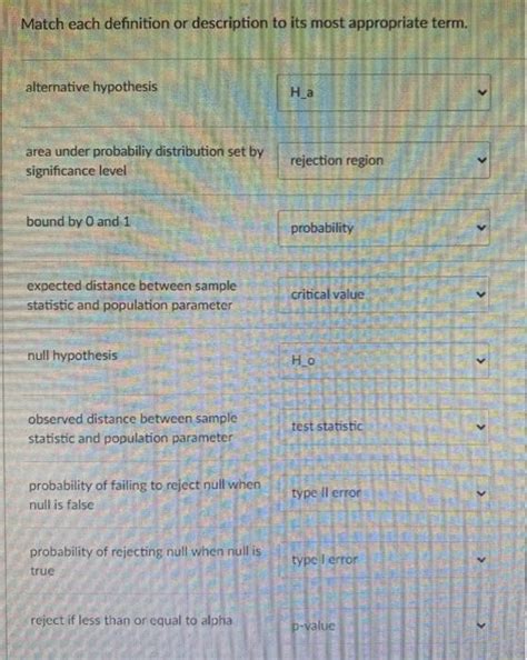 Solved Match Each Definition Or Description To Its Most