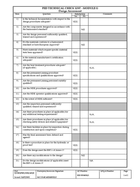 Ped Technical Checklist Module G Pdf Nondestructive Testing