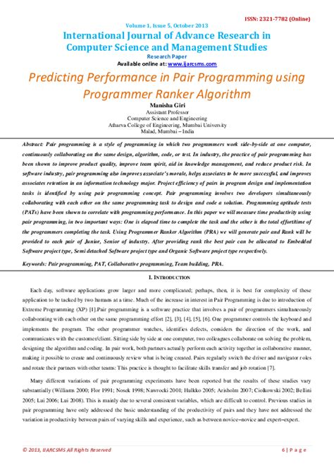 pdf predicting performance in pair programming using programmer