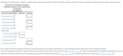 Solved Variable Costing Income Statement The Following Data