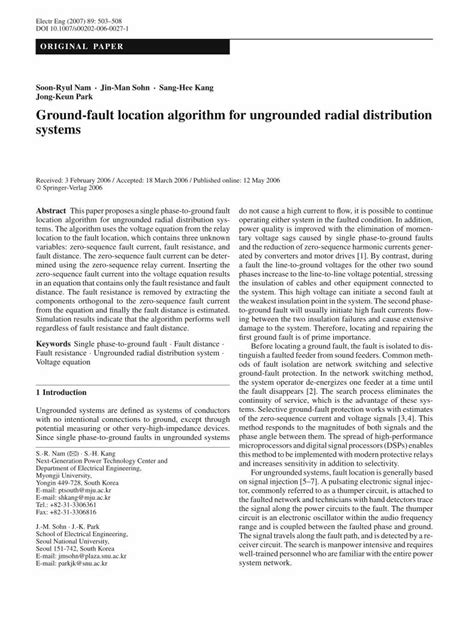 Pdf Ground Fault Location Algorithm For Ungrounded Radial