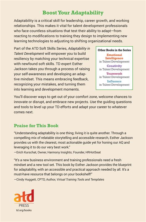 Back Cover Adaptability In Talent Development Book