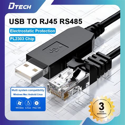 DTECH USB To RJ45 USB To RJ12 Console Cable Adapter Converter Serial Port Cable RS485 RS232 1M 1
