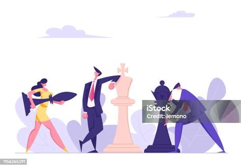 비즈니스 전략 계획 실업가 캐릭터 팀 플레이 체스 리더십 성장을위한 전략적 게임 사업 전략 계획 계획 및 관리 사고 개념 만화