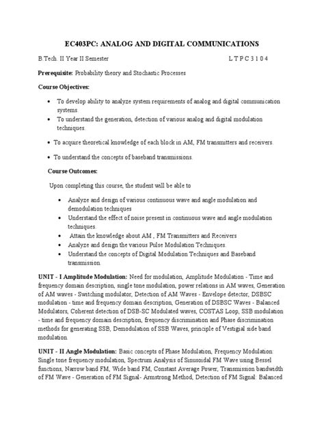 R18 Btech Ece Ii Year Adc Pdf Modulation Frequency Modulation