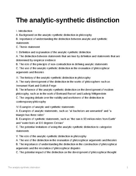 The Analytic Synthetic Distinction Introduction A Background On The Analytic Synthetic Studocu
