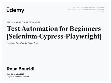 Roua Bouzidi On Linkedin Udemy Course Completion Certificate