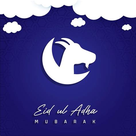 염소와 달이 있는 이드 알 아드하 전통 축제 배경 프리미엄 벡터