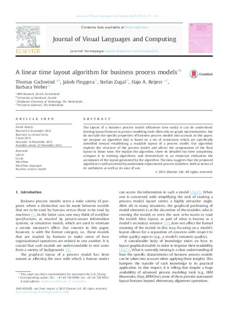 Pdf A Linear Time Layout Algorithm For Business Process Models