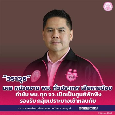 กระทรวงการพัฒนาสังคมและความมั่นคงของมนุษย์ “วราวุธ” เผย หน่วยงานสังกัดทั่วประเทศ ได้รับความ
