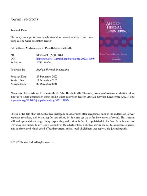 Pdf Thermodynamic Performance Evaluation Of An Innovative Steam