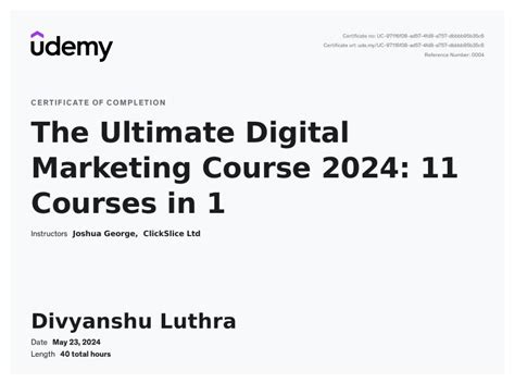 Completed Digital Marketing Certification By Udemy Divyanshu Luthra