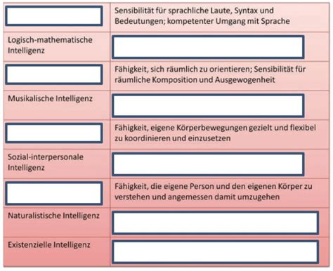 Schaubild „modell Der Multiplen Intelligenzen Gardner“ Quizlet