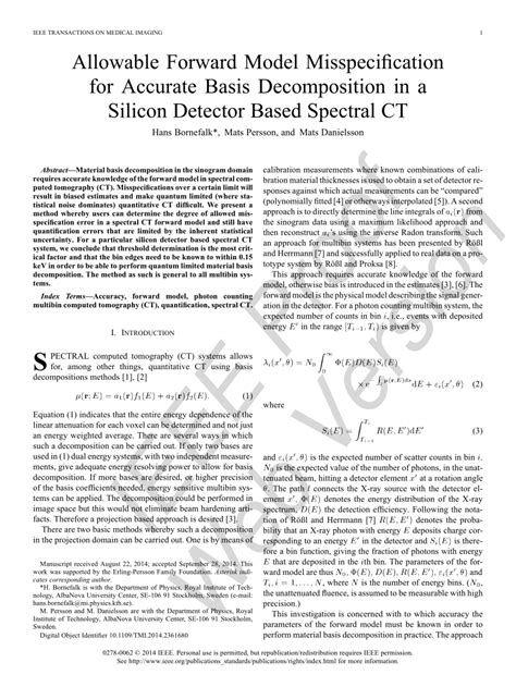 Pdf Necessary Forward Model Specification Accuracy For Basis Material