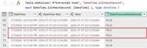 datetime isinnextsecond datetime function power query m