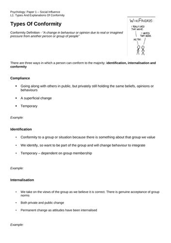 Social Influence L1 9 Full Module Paper 1 Aqa Psychology Teaching Resources
