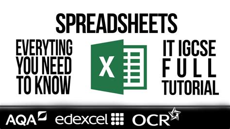 Spreadsheets Everything You Need To Know It Igcse Tutorial Youtube