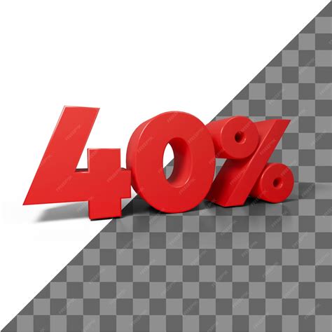 Premium Psd A Red Number 40 Percent 3d Png