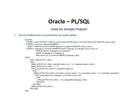 Plsql Code For Sample Projects Docx