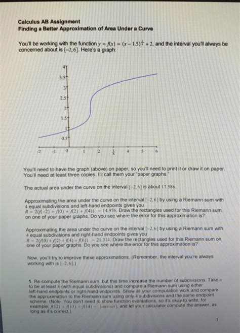 Solved Calculus Ab Assignment Finding A Better Approximation