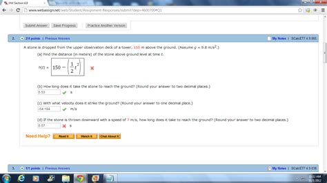 Solved A Stone Is Dropped From The Upper Observation Deck