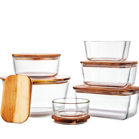 Стеклянные контейнеры с крышкой из дерева акацииПроизводитель Оптовик Поставщик Шаньдунская