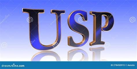Usp Unique Selling Proposition 3d Metal Word In Blue Background Concept Keyword Illustration