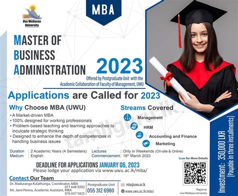 Master Of Business Administration Mba 202223 Uva Wellassa University