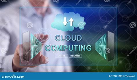 Man Touching A Cloud Computing Concept Stock Illustration Illustration Of Holographic