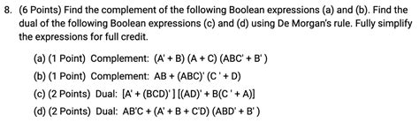 Solved 8 6 Points Find The Complement Of The Following