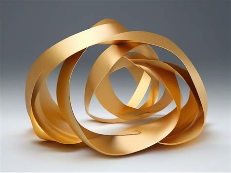 Premium Photo A Golden Mobius Strip Composed Of Interlocking Geometric Shapes