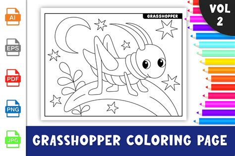 Grasshopper Coloring Page Graphic By Color Moon · Creative Fabrica