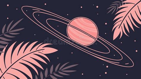 Mysterious Ringed Planet In Space With Foliage Vector Art Vector Design Generative Ai Stock