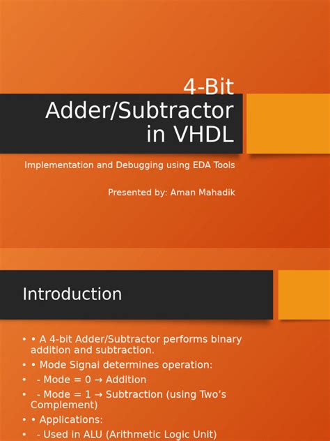 4 Bit Adder Subtractor Vhdl 1 Pdf