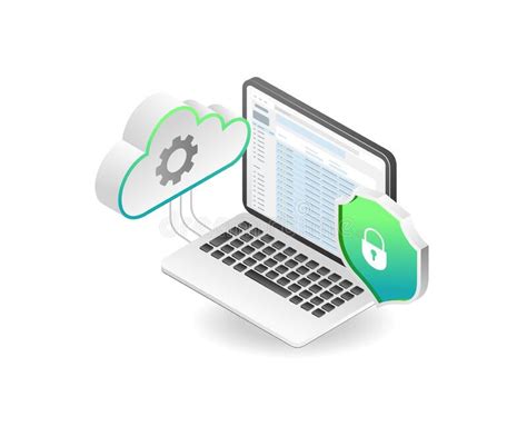 Flat Isometric Concept Of Cloud Server Data Security Illustration Stock