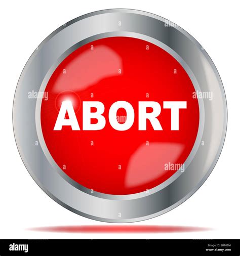 A Large Red Abort Button Over A White Background Stock Photo Alamy