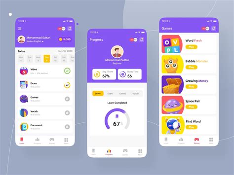 English Learning App Mobile App Design Inspiration App Ui Design Ux App Design