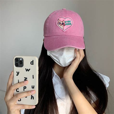 포스티 냥이 여성 캡모자 깊은 대두 얼굴작아보이는 야구모자 핑크 볼캡