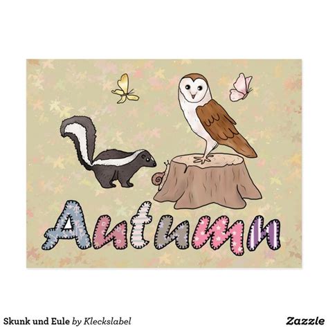 Skunk Und Eule Postkarte Zazzle De Comics Art Skunk