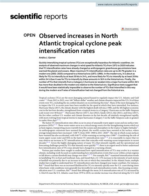 Pdf Observed Increases In North Atlantic Tropical Cyclone Peak